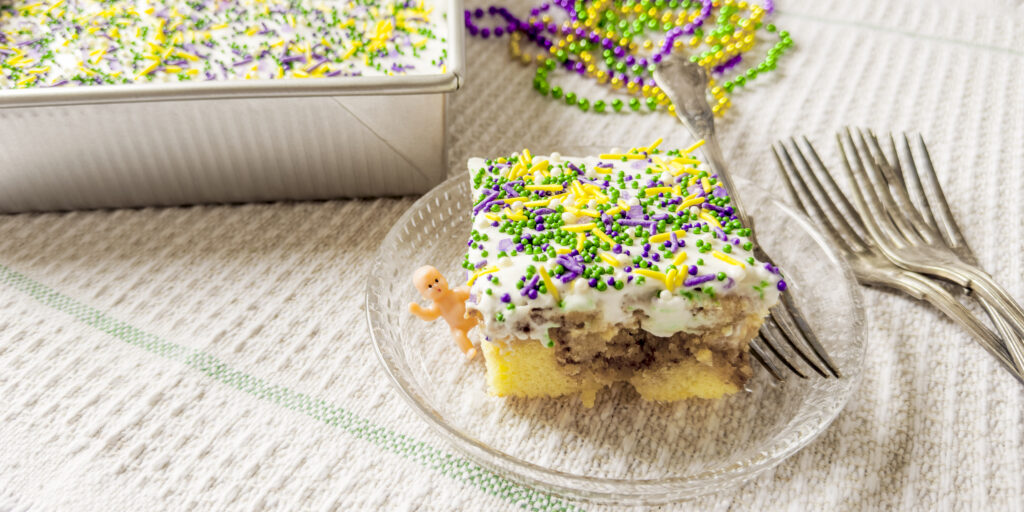 King Cake Poke Cake - Coconutmilkideas